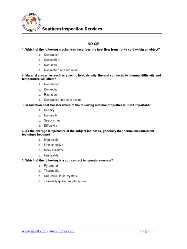 Basic NDT - NR QB - 2 | PDF | Thermography | Boron