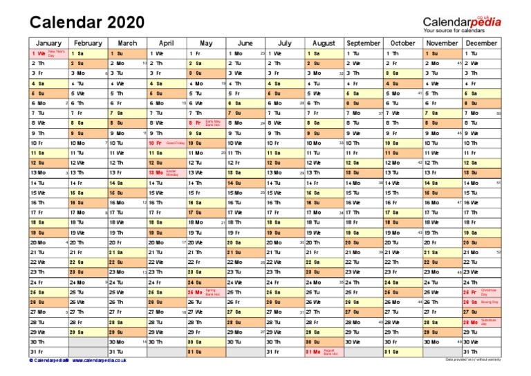 Calendar 2020 Landscape | PDF | Holidays | Observances