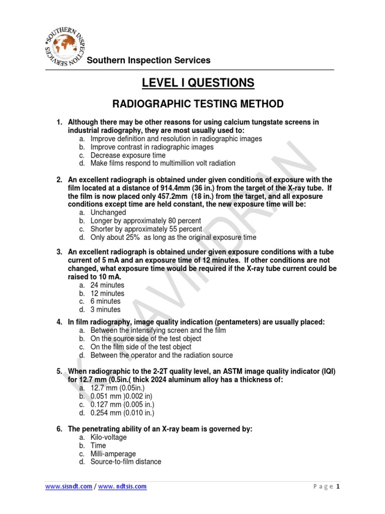 Basic NDT - RT QB - 1 | PDF | Radiography | X Ray