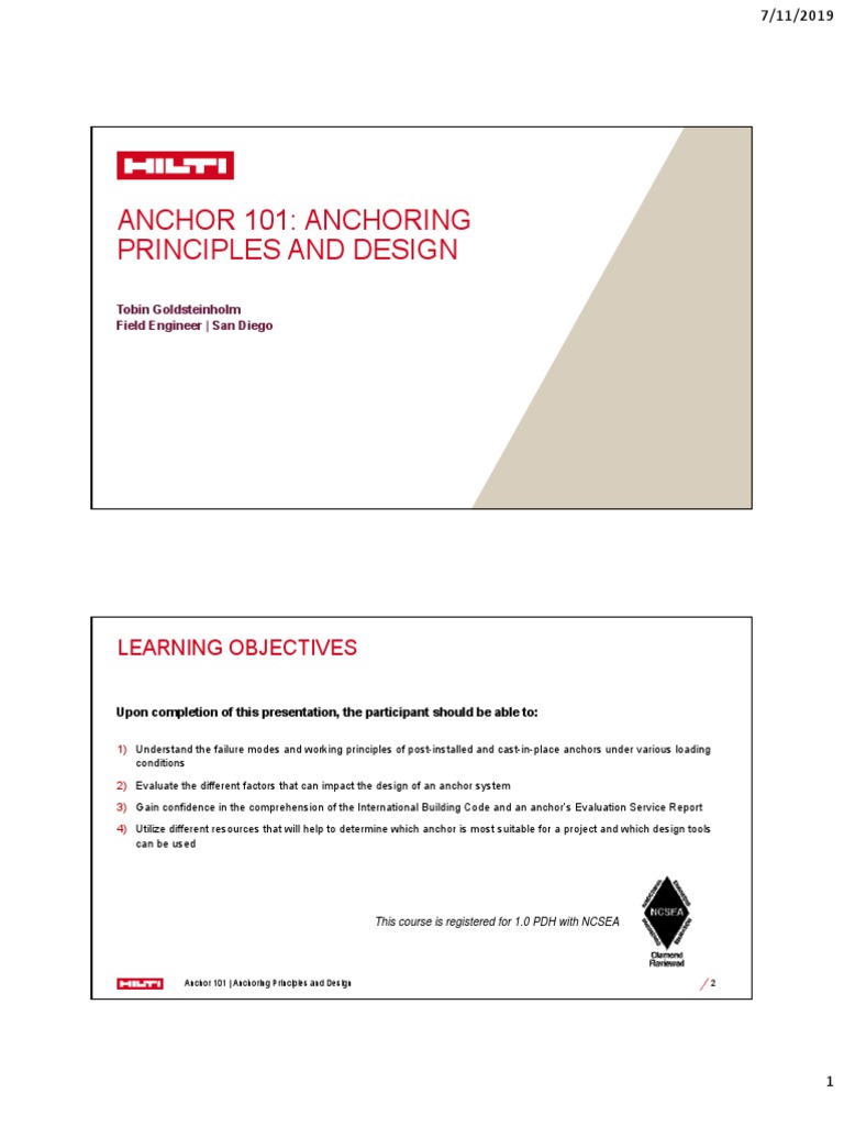 Anchor 101 - Anchoring Principles and Design | PDF | Strength Of ...