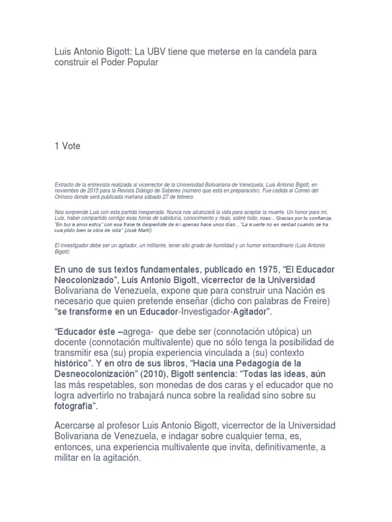 Luis Antonio Bigott | PDF | Venezuela | Cuba