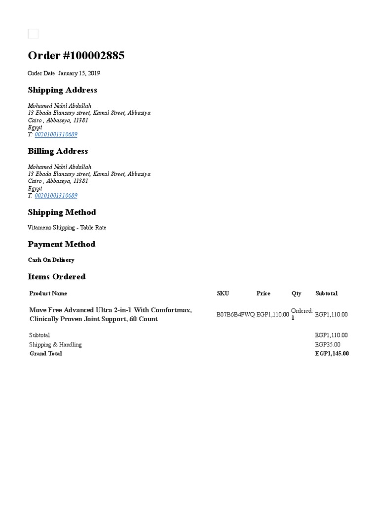 Order #100002885: Shipping Address | PDF | Money | Economies