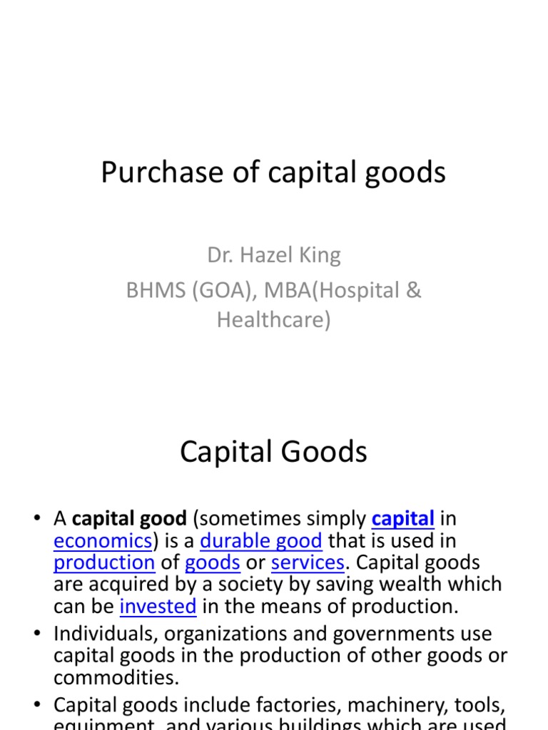 Understanding Capital Goods Purchases | PDF | Capital Good | Capital ...