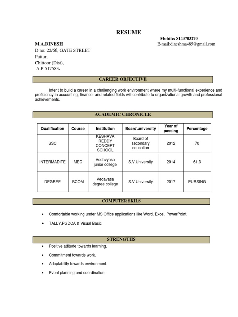 Dinesh M A Resume | PDF | Behavior Modification | Communication