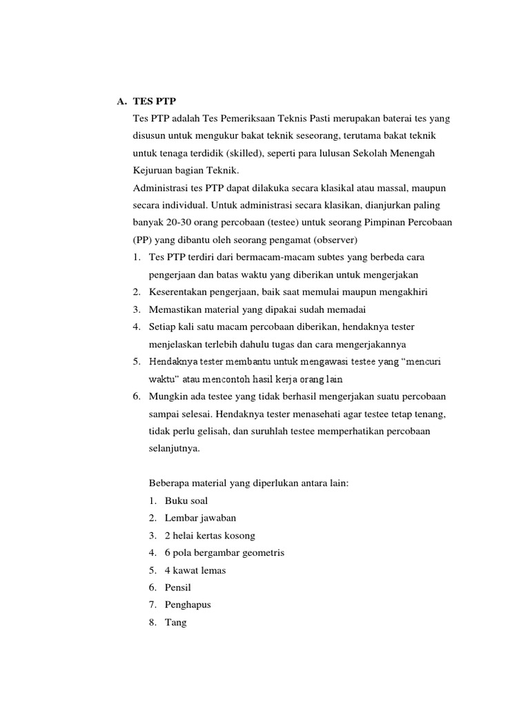 Panduan Tes PTP untuk Tekniker | PDF