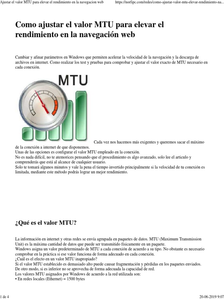 Ajustar El Valor MTU para Elevar El Rendimiento en La Navegacion Web ...