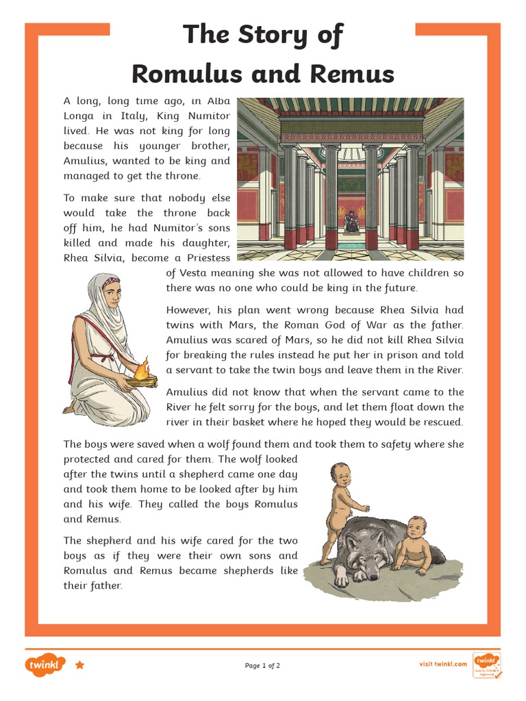 The Story of Romulus and Remus Differentiated Differentiated Reading ...