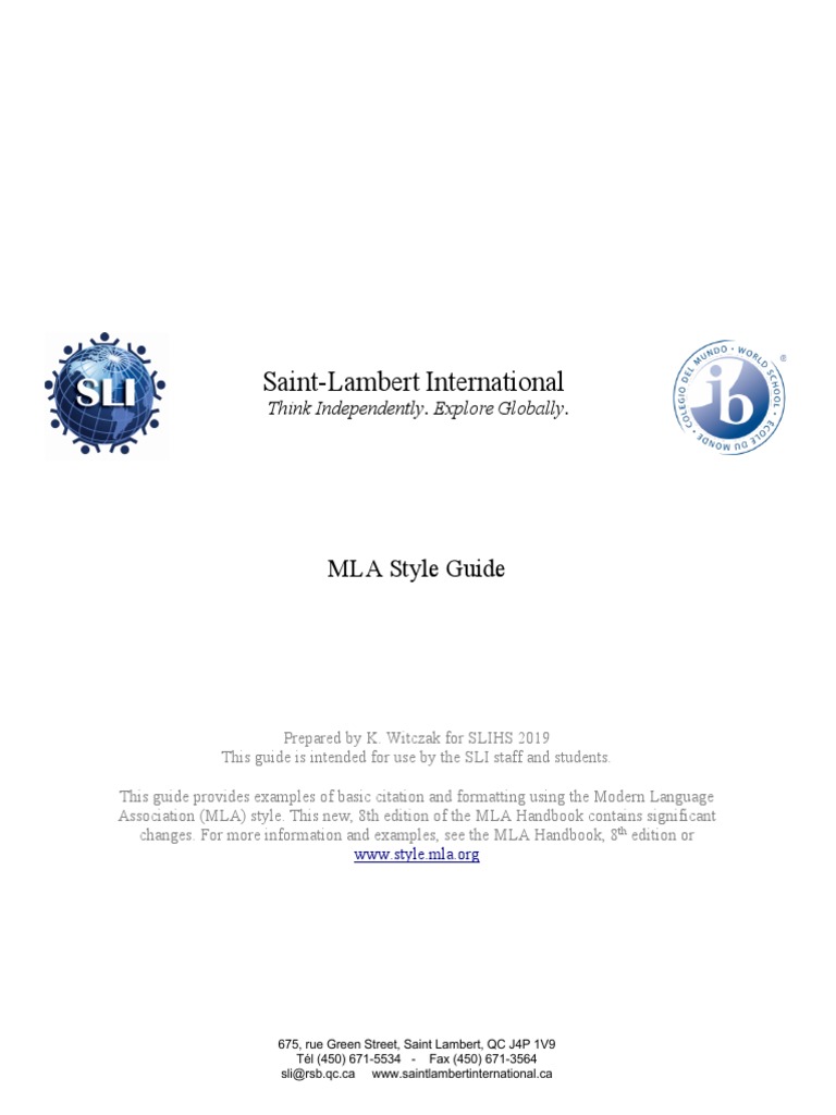 Sli Mla Guide 2019 | PDF | Citation | Writing