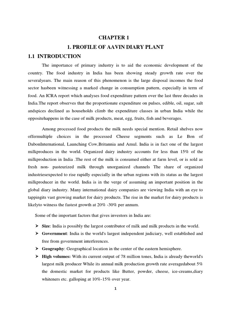Profile of Aavin Diary Plant | PDF | Milk | Bookkeeping