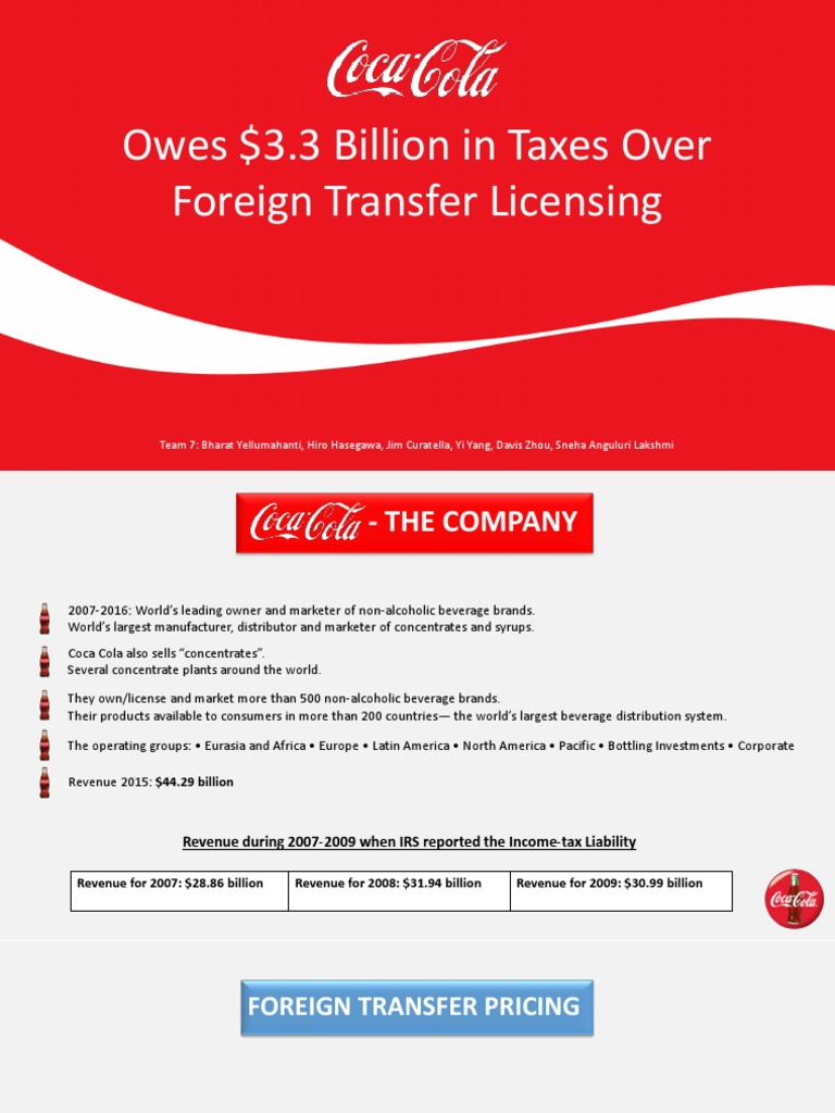 Coca-Cola Foreign Transfer Licensing Taxes | PDF | Retained Earnings ...
