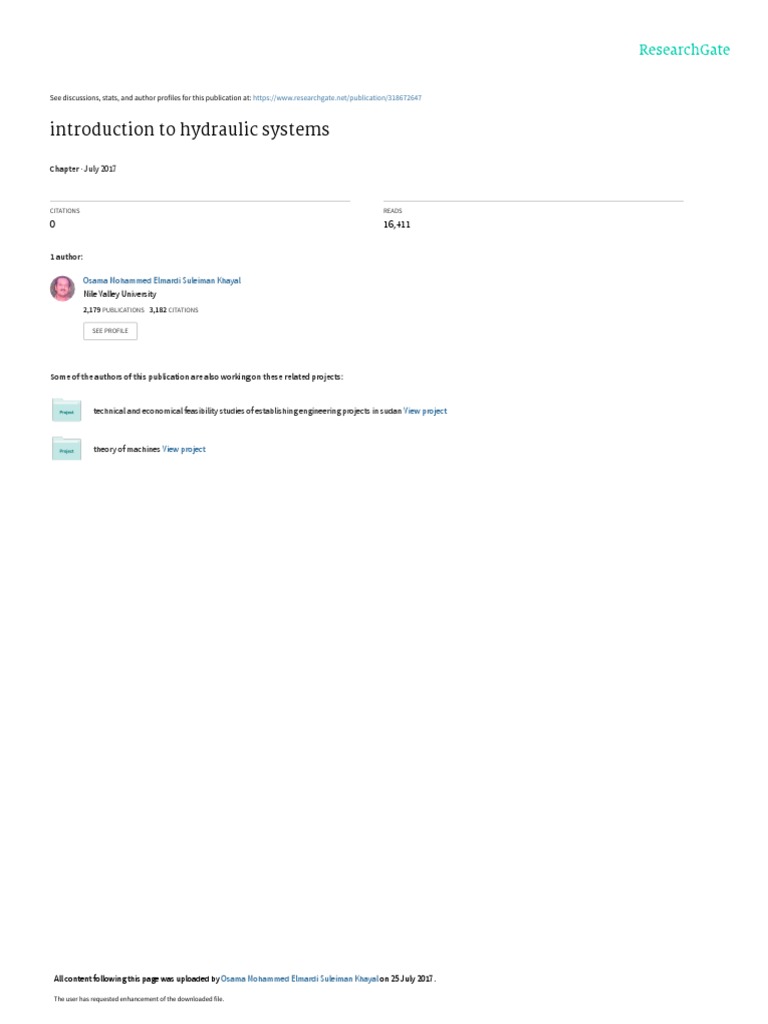 Introduction To Hydraulic Systems | PDF | Pump | Continuum Mechanics