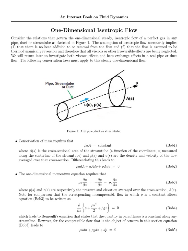 One Dimensional Isentropic Flow | PDF | Mathematical Physics | Fluid Dynamics