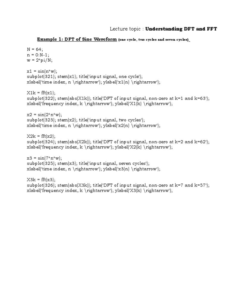 Example 1: DFT of Sine Waveform: Lecture Topic: Understanding DFT and ...