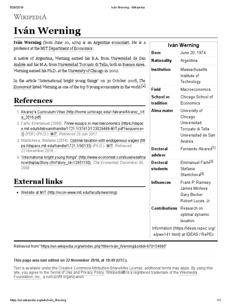 Iván Werning PDF | PDF | Wikipedia | Economics