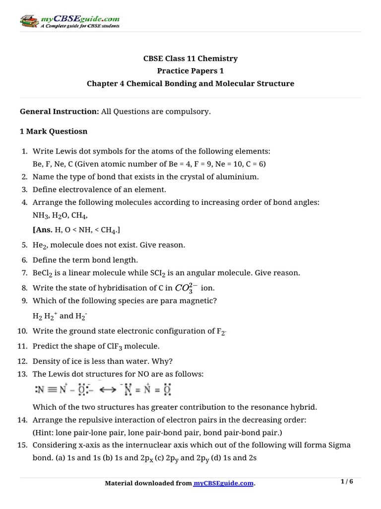 11 Chemistry PP Ch4 Chemical Bonding Molecular Structure | PDF ...