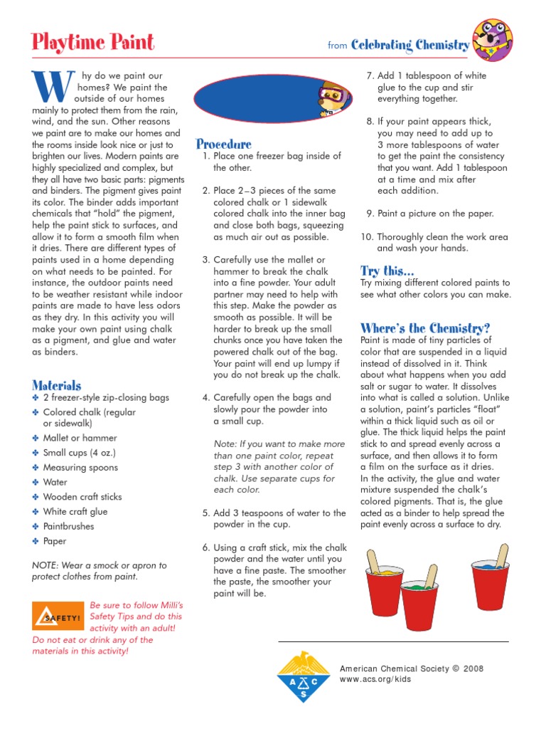 Playtime Paint: Celebrating Chemistry | PDF | Chalk | Paint