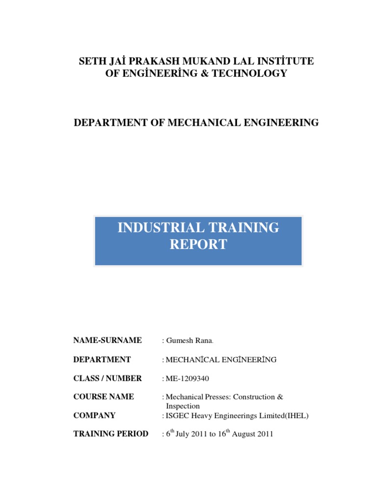Internship Report ISGEC PDF | PDF | Welding | Construction