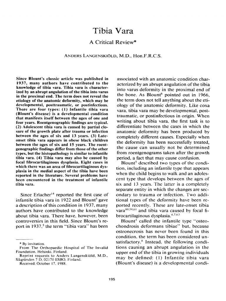 Tibia Vara | PDF | Knee | Skeletal System