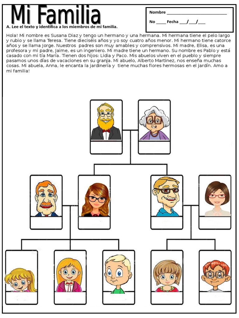 Mi Familia Hoja de Trabajo - 70096 | PDF