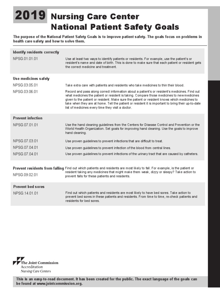 2019 NCC Npsgs Final | PDF | Patient | Patient Safety