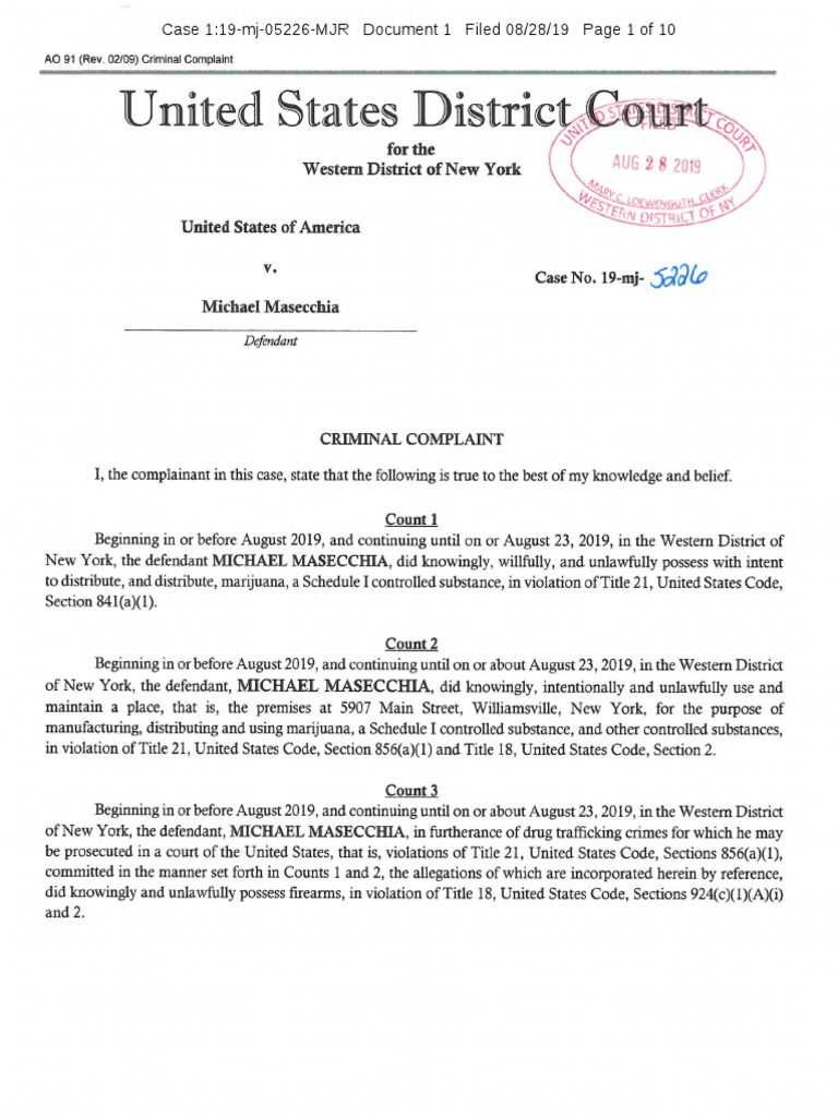 Michael Masecchia Criminal Complaint | PDF