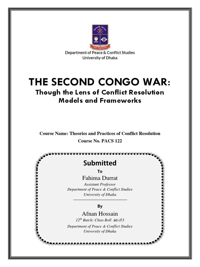The Second Congo War:: Though The Lens of Conflict Resolution Models ...