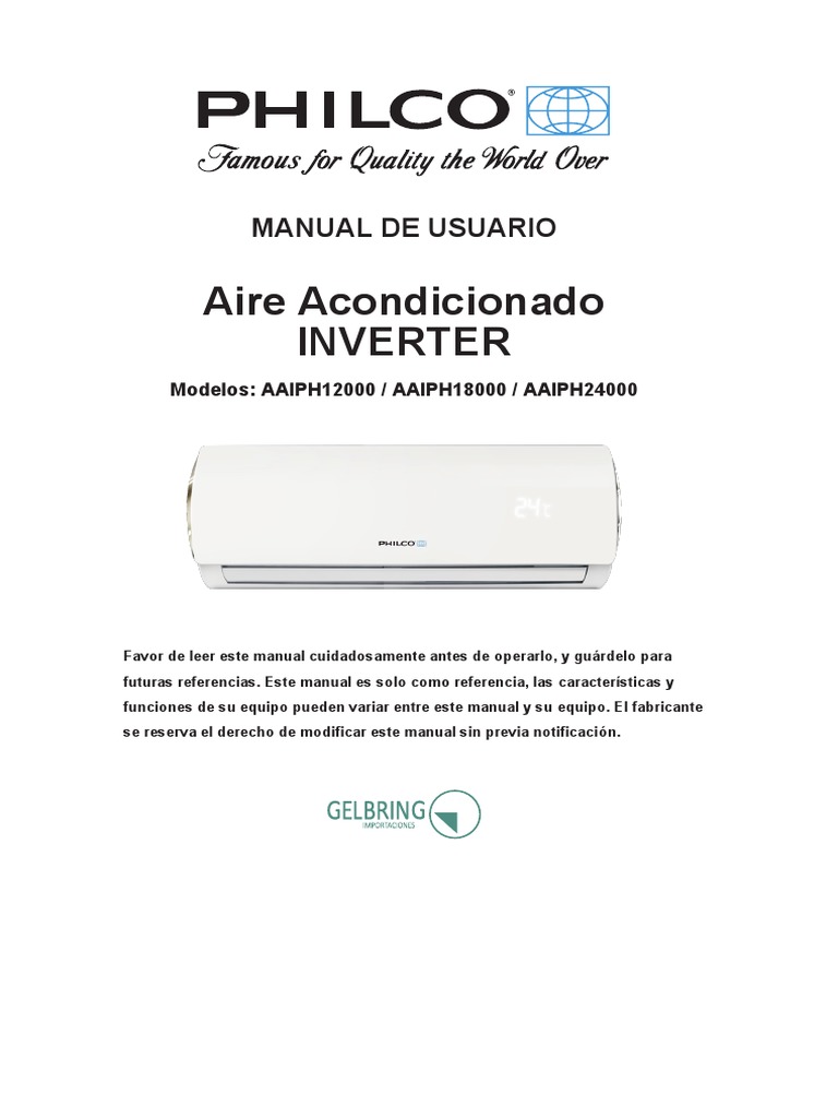 Aires PHILCO INVERTER Manual | PDF | Bomba | Aire acondicionado