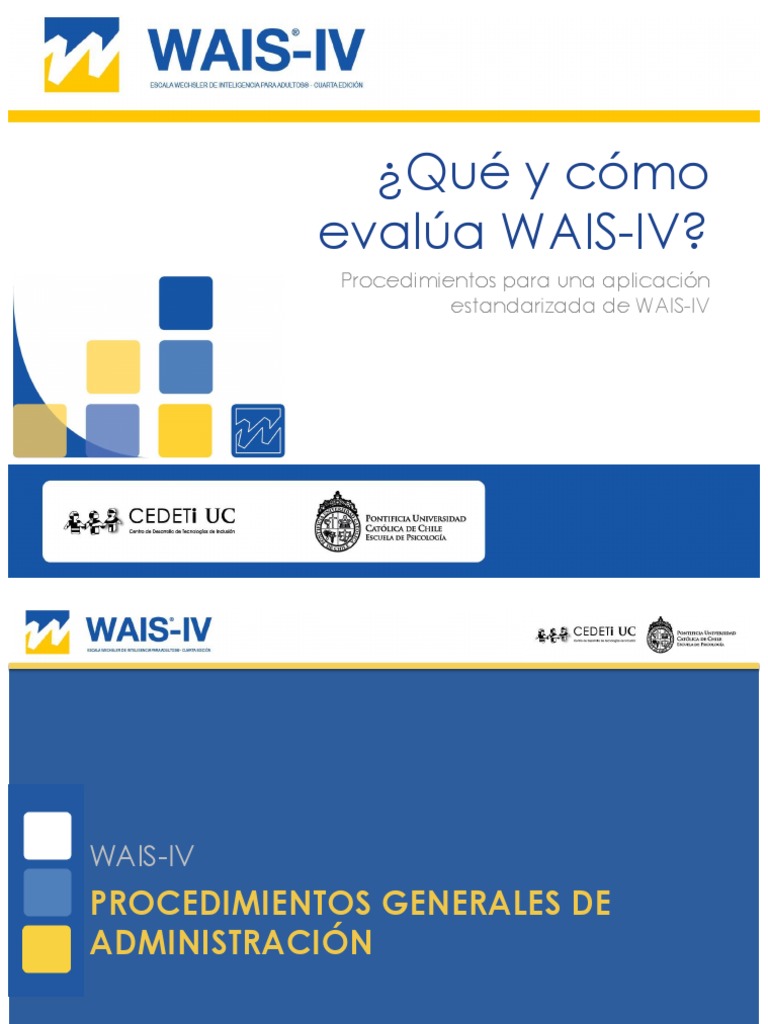 Procedimientos de Aplicación WAIS-IV | PDF | Memoria | Escala de ...