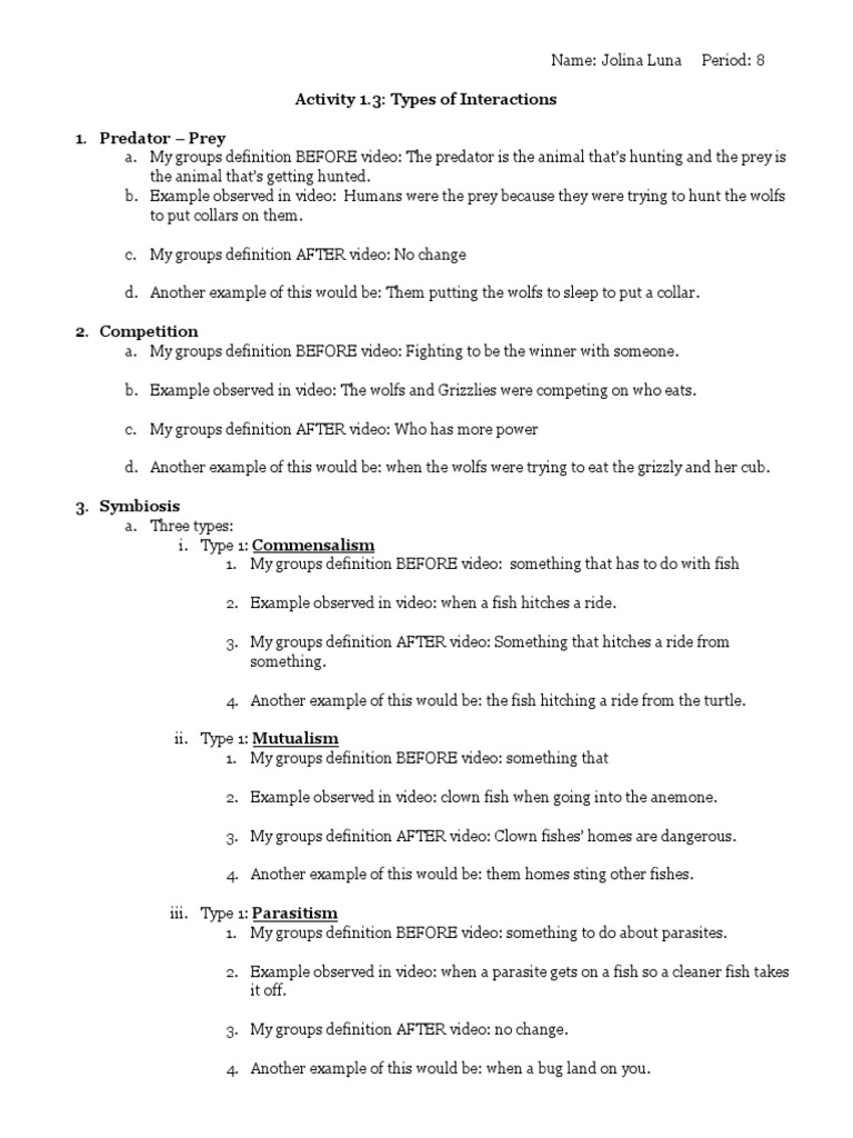 Types of Ecological Interactions | PDF | Science & Mathematics