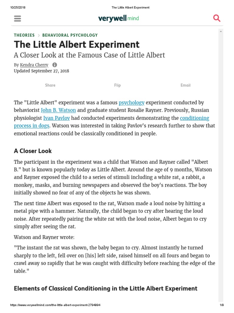 The Little Albert Experiment (E.g of Learning) | PDF | Classical ...