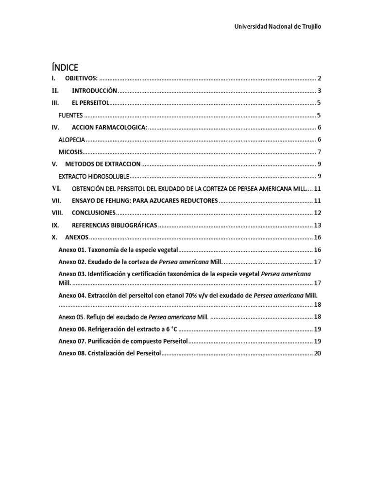 PERSEITOL. Informe Completo | PDF | Aguacate | Medicina