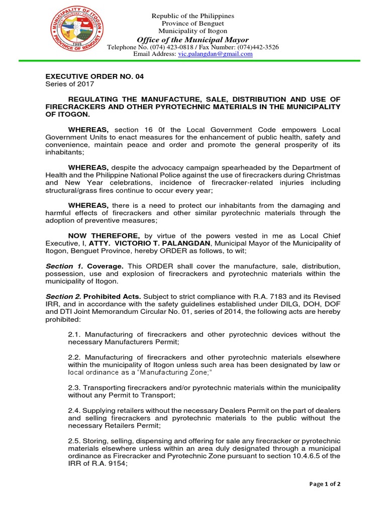 Executive Order Firecracker | PDF | Fireworks | Pyrotechnics