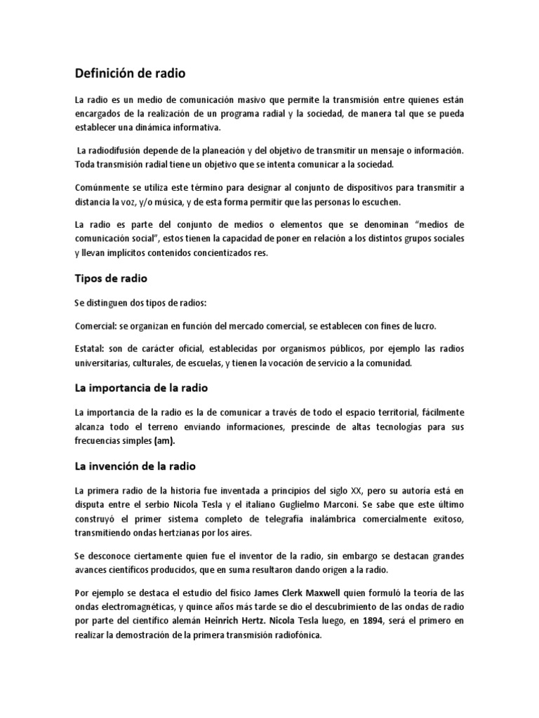 Definición de Radio | PDF | Radio | Modulación de frecuencia