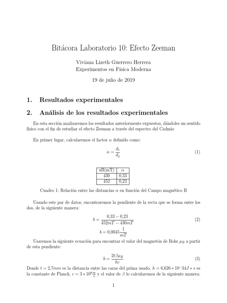Efecto Zeeman Analisis | PDF | Partículas fisicas | Física moderna