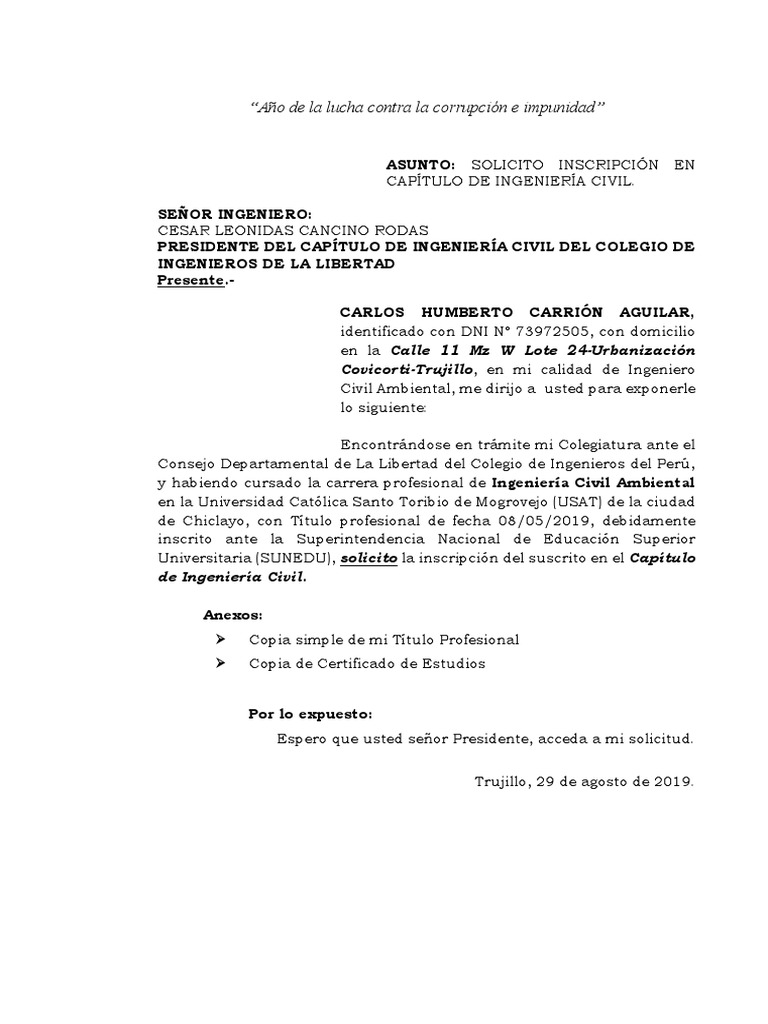 Solicitud Humberto | PDF