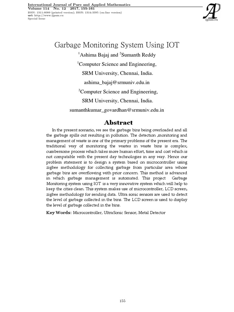Garbage Monitoring System Using IOT | PDF | Sensor | Power Supply