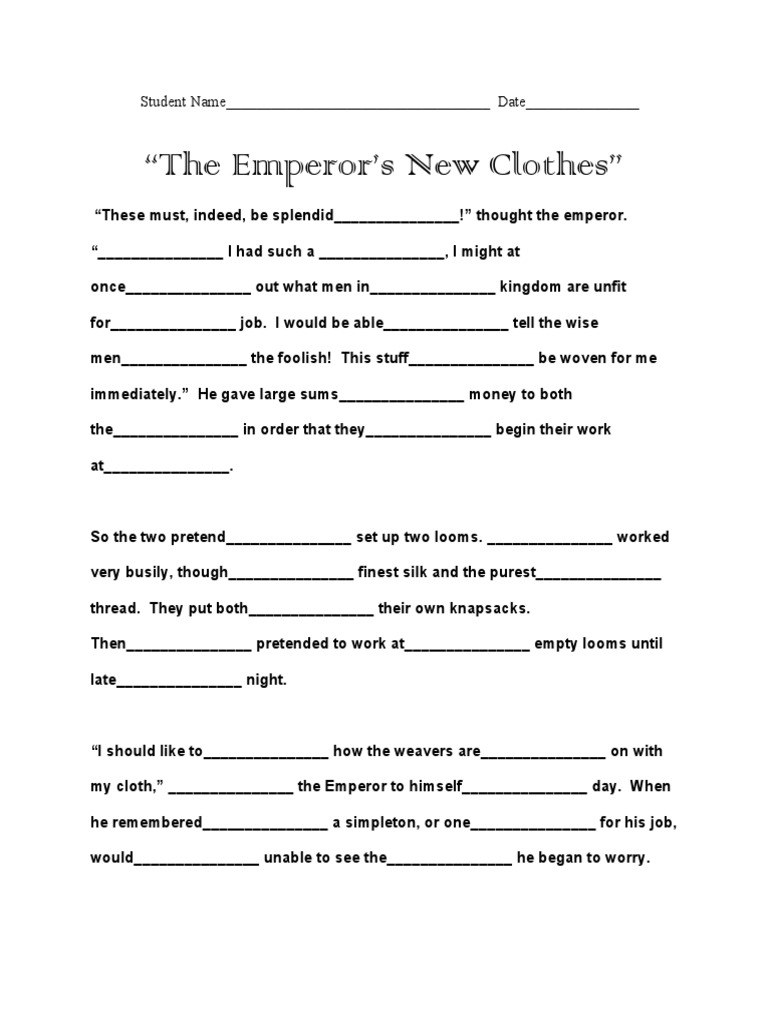 The Emperor's New Clothes Summary | PDF | Home & Garden | Young Adult