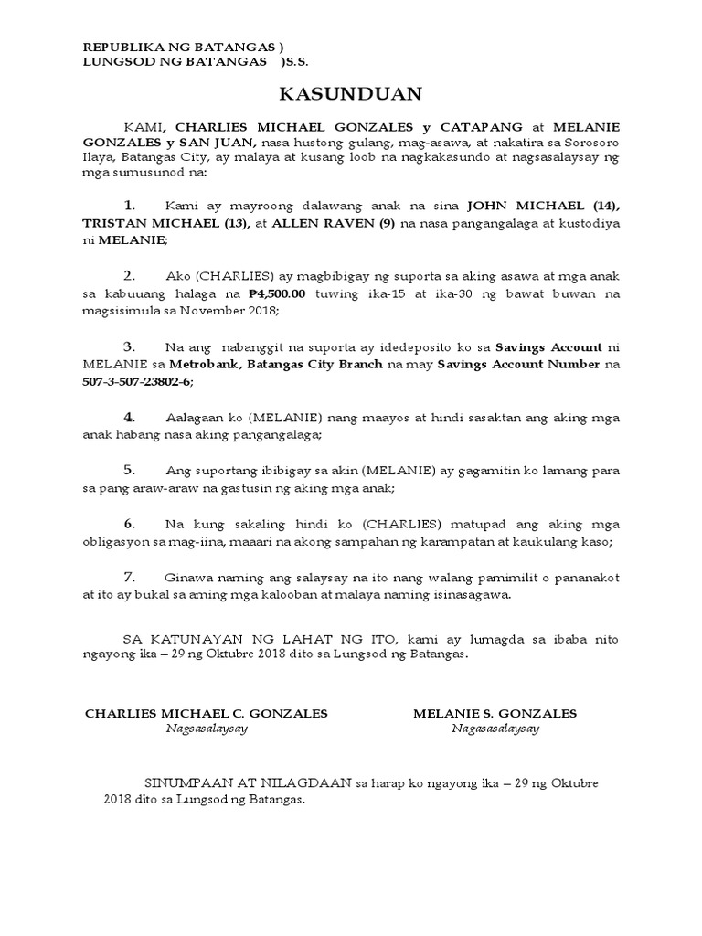 Kasunduan Support Gonzales | PDF