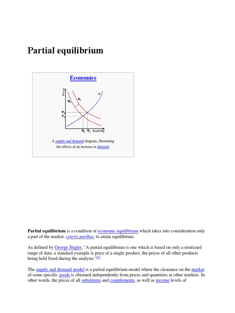 Partial Equilibrium | PDF | Supply And Demand | Economic Surplus