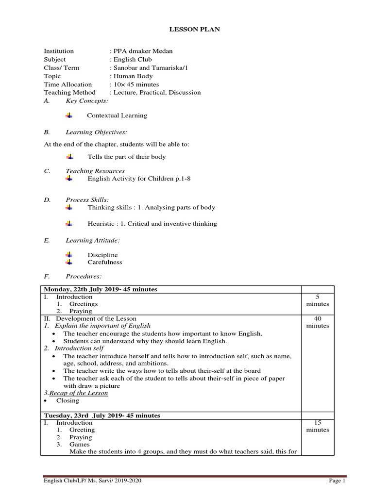 A. Key Concepts:: Lesson Plan | PDF | Lesson Plan | Teaching Method