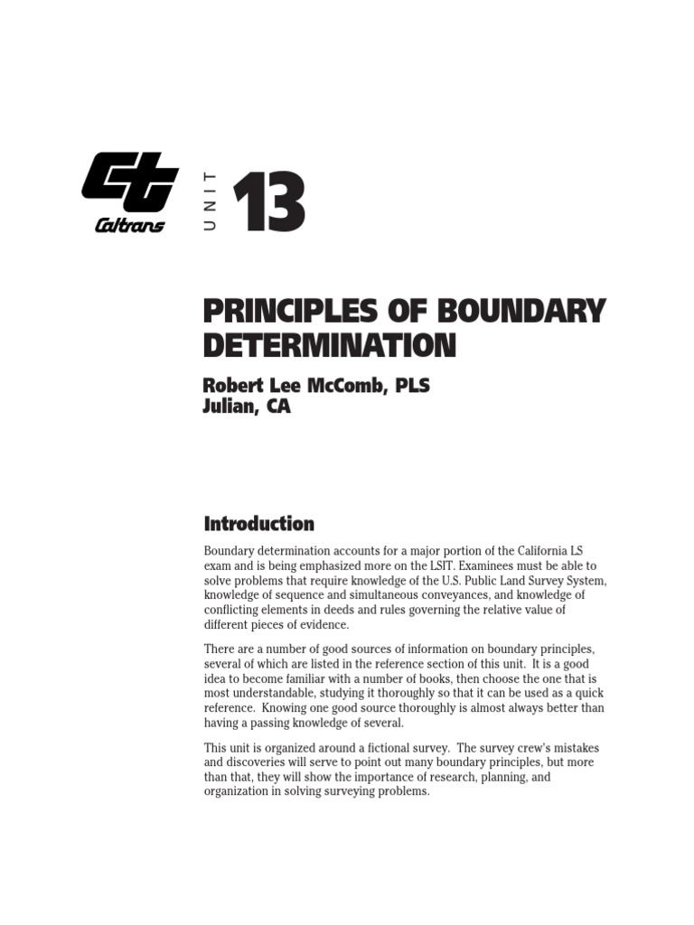 Principles of Boundary Determination: Robert Lee Mccomb, Pls Julian, Ca ...