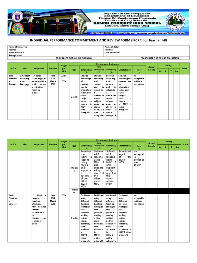 Ipcrf 2019 Edited | PDF | Learning | Applied Psychology