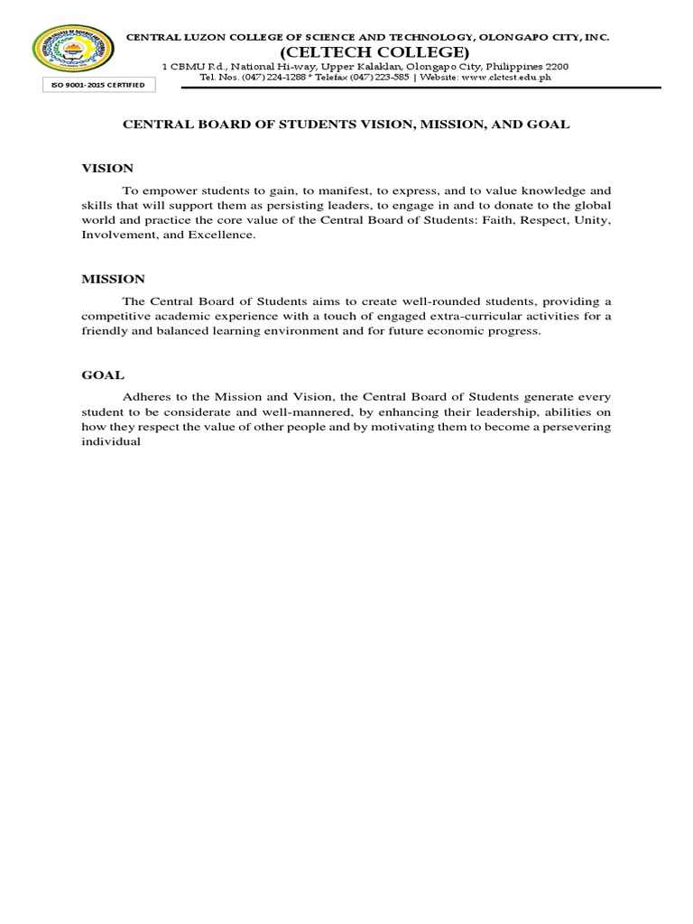 CELTECH College Vision and Mission Overview | PDF