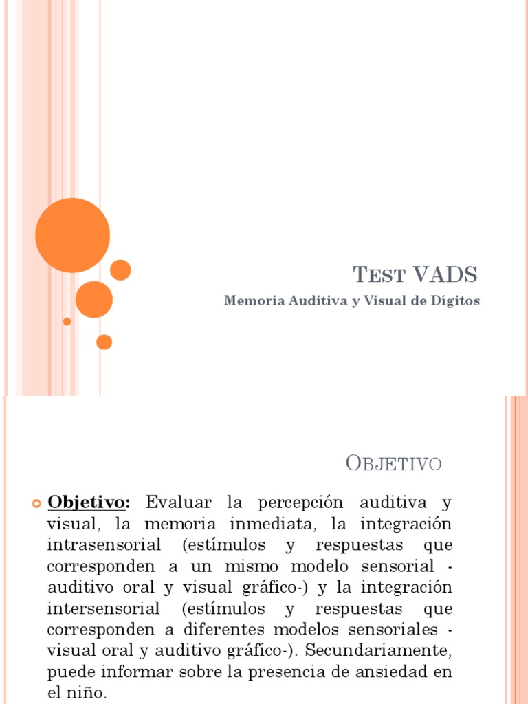 Test VADS | PDF | Memoria | Percepción