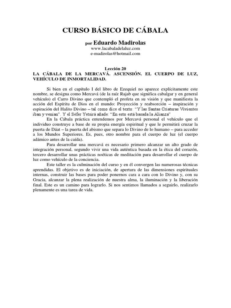 Lecc. 20 - Eduardo Madirolas. Curso Básico de Cábala | PDF | Yahvé | Dios