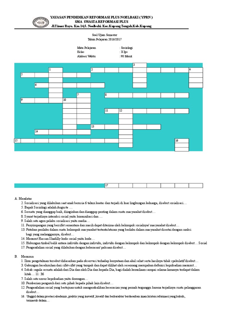 TTS Sosiologi Dan PKN 2017 | PDF
