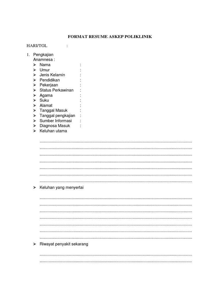 Format Resume Askep Poliklinik | PDF