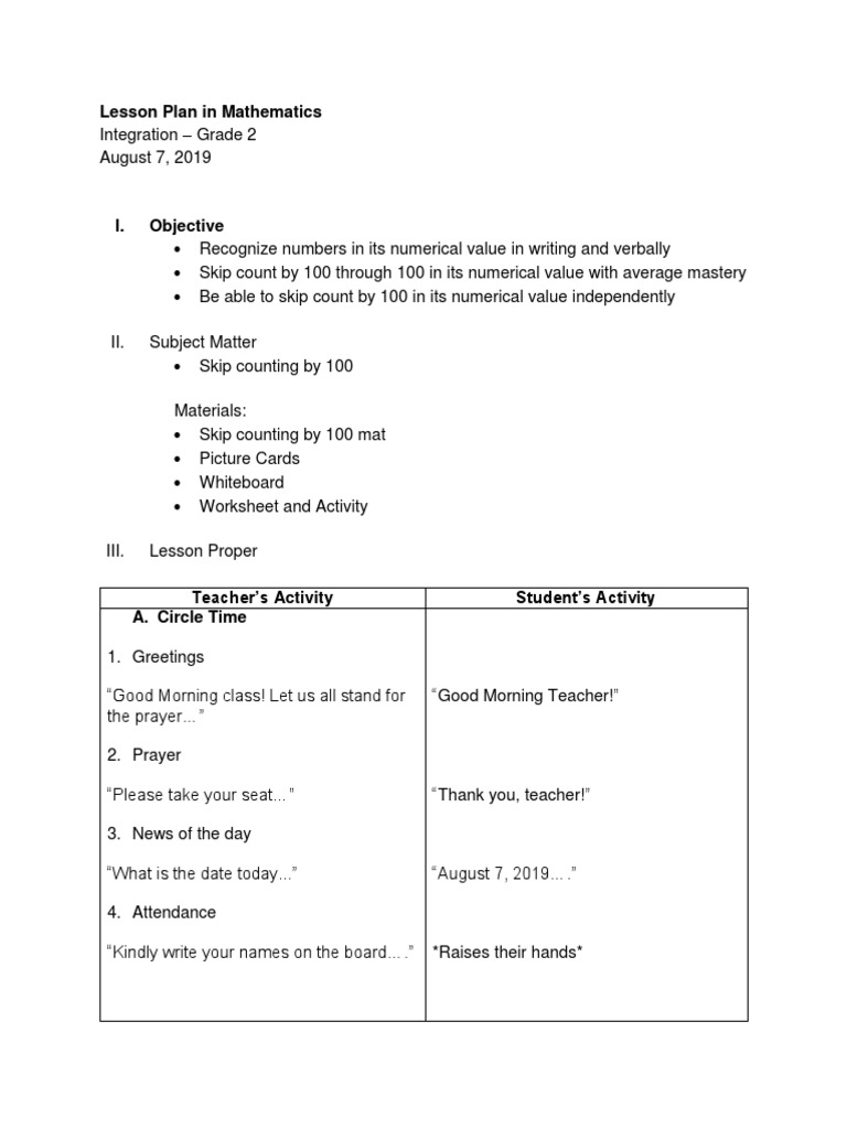 Grade 2 Math Lesson: Skip Counting by 100 | PDF | Career & Growth ...
