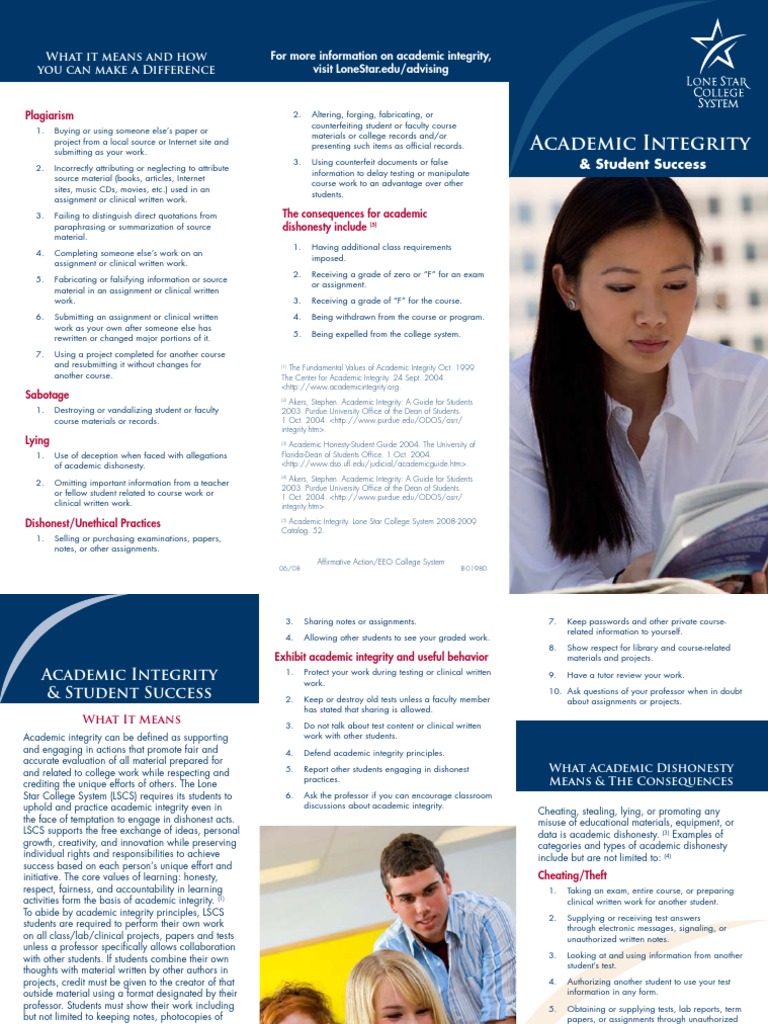 Academic Integrity Brochure PDF | PDF | Academic Integrity | Academic ...