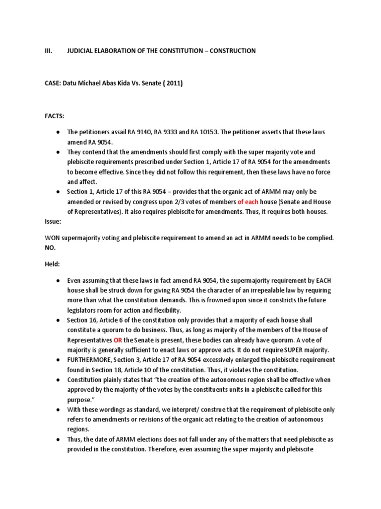 Datu Michael Abas vs. Senate | PDF | Supermajority | Constitutional Amendment